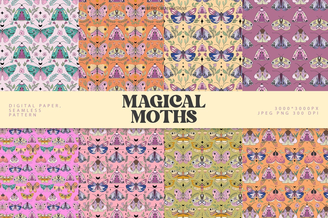 Magical Moth Pattern Moths Art Seamless Pattern Repeat - Etsy