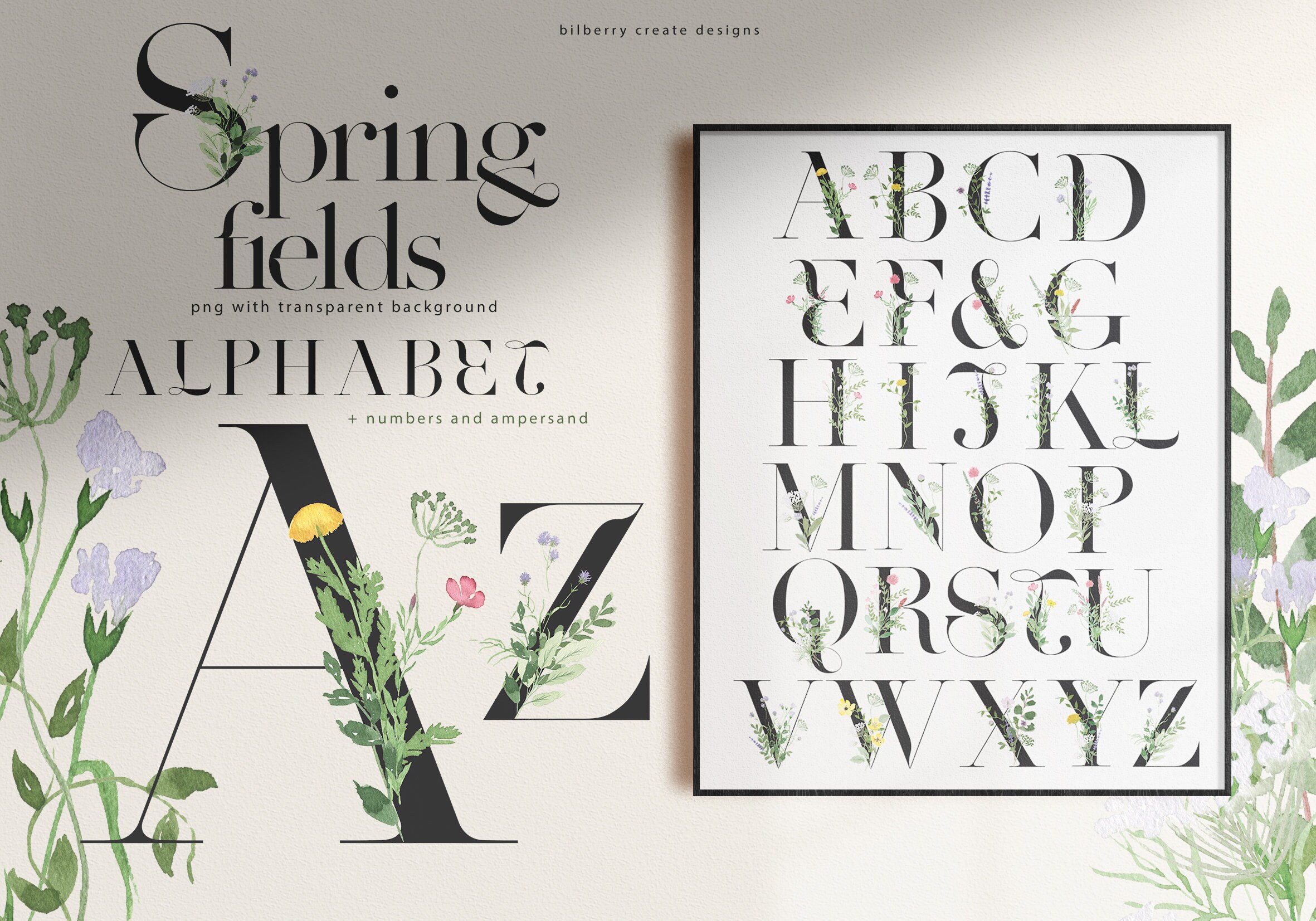 Black Alphabet Spring Fields Flowers/letters/png/golden/gold/wedding ...