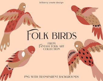 Folk Art Clipart, Birds Clipart,clip Art Birds, Clipart Watercolor ...
