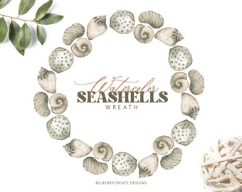 Watercolor Ocean Wreath Square Digital Clipart Individual PNG Files ...