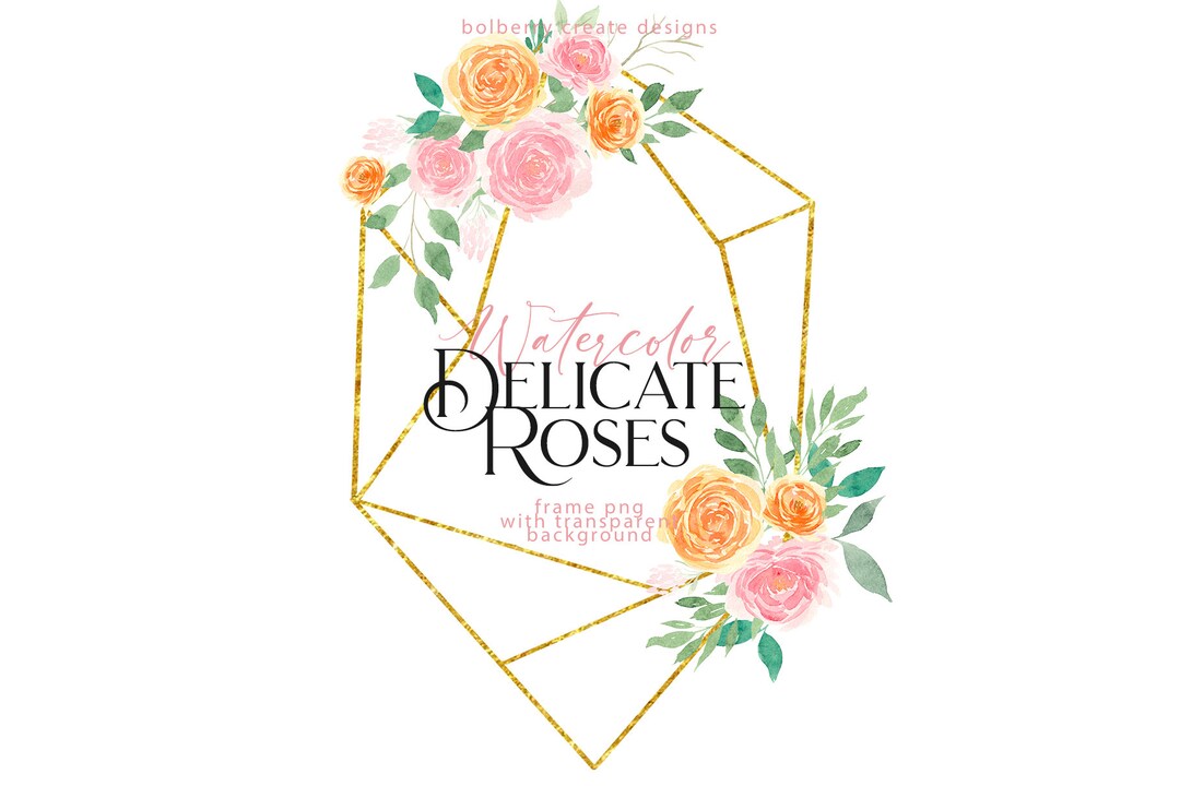 Watercolour Geometric Delicate Roses Watercolour Roses Wreath. Roses ...