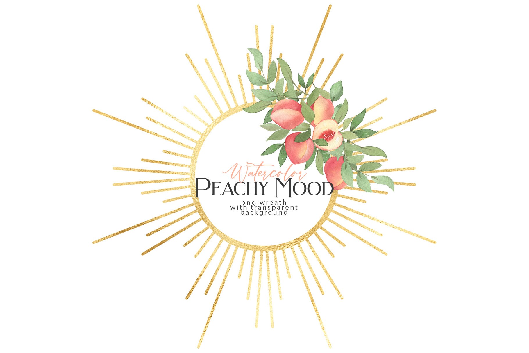 Peach Clipart Watercolor Fruit Clipart Peach Fruit Wreath Clip Art ...
