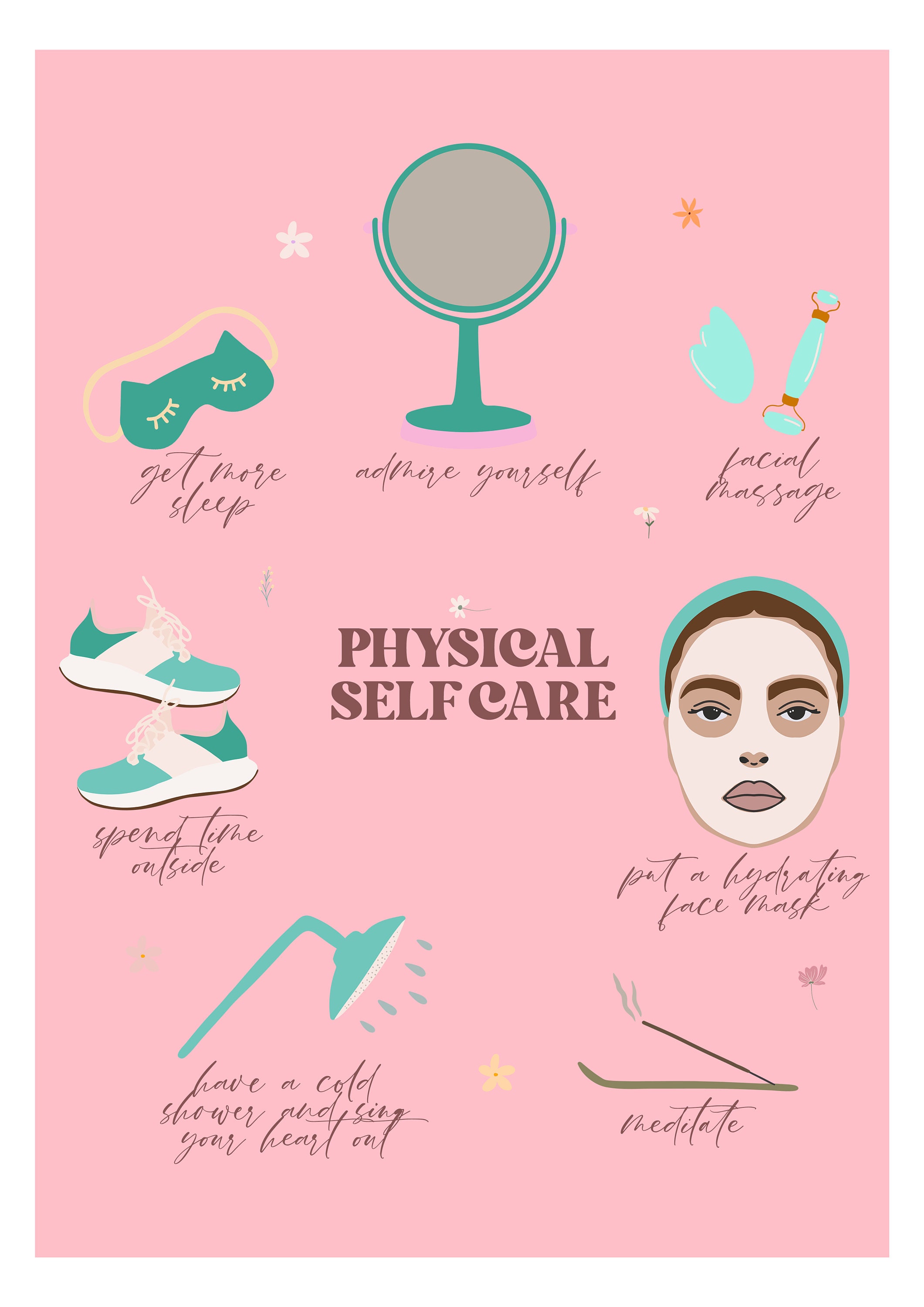 Physical Self Care Checklist Page Print Out. Downloadable, Digital ...