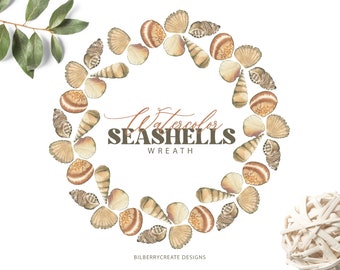 Watercolor Ocean Wreath Square Digital Clipart Individual PNG Files ...