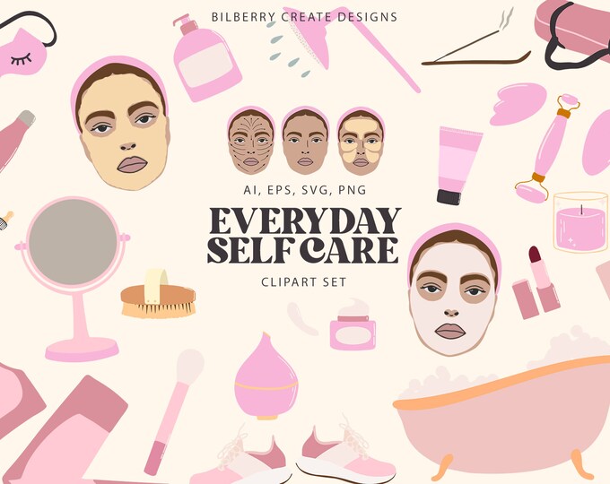 Self Care Beauty Clipart Png Self Care Clipart stickers - Etsy