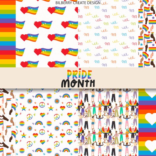Pride Month Digital Papers Commercial Use Scrapbook Paper - Etsy