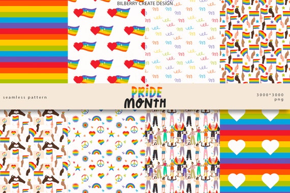 Pride Month Digital Papers Commercial Usescrapbook Paper | Etsy