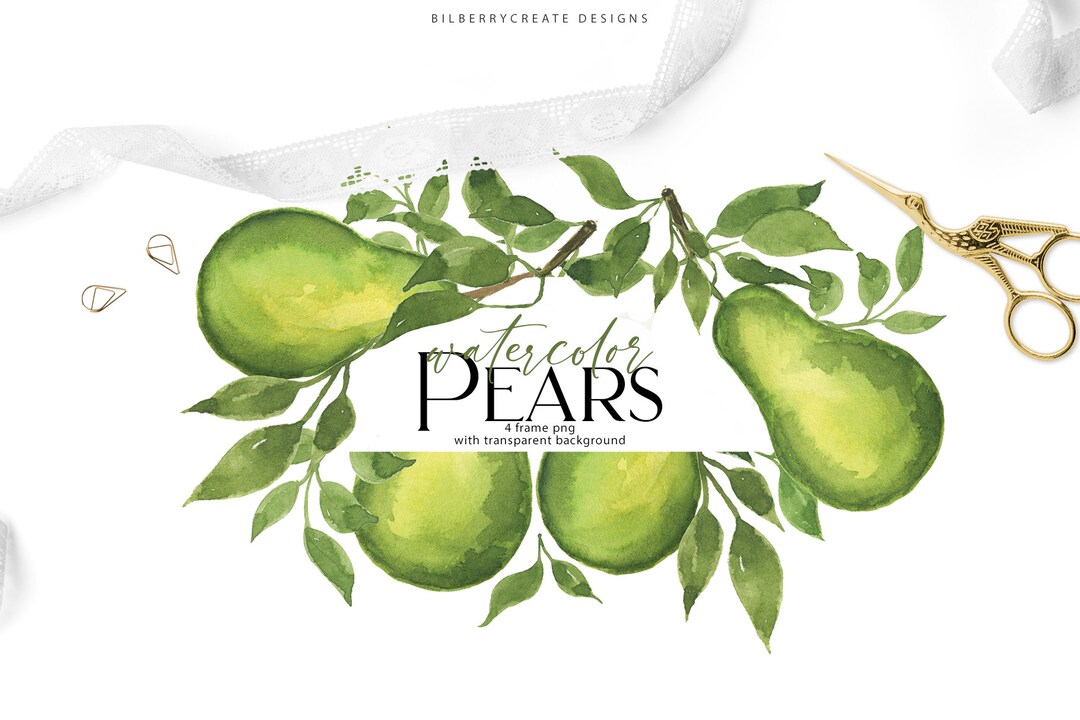 Pears Wreath Clipartpears Frame Png Pears Frame Clipart - Etsy