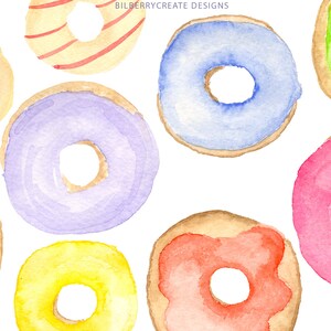 Watercolor Donuts Clipart, Sweet Bakery Food Clipart, Donut Birthday ...