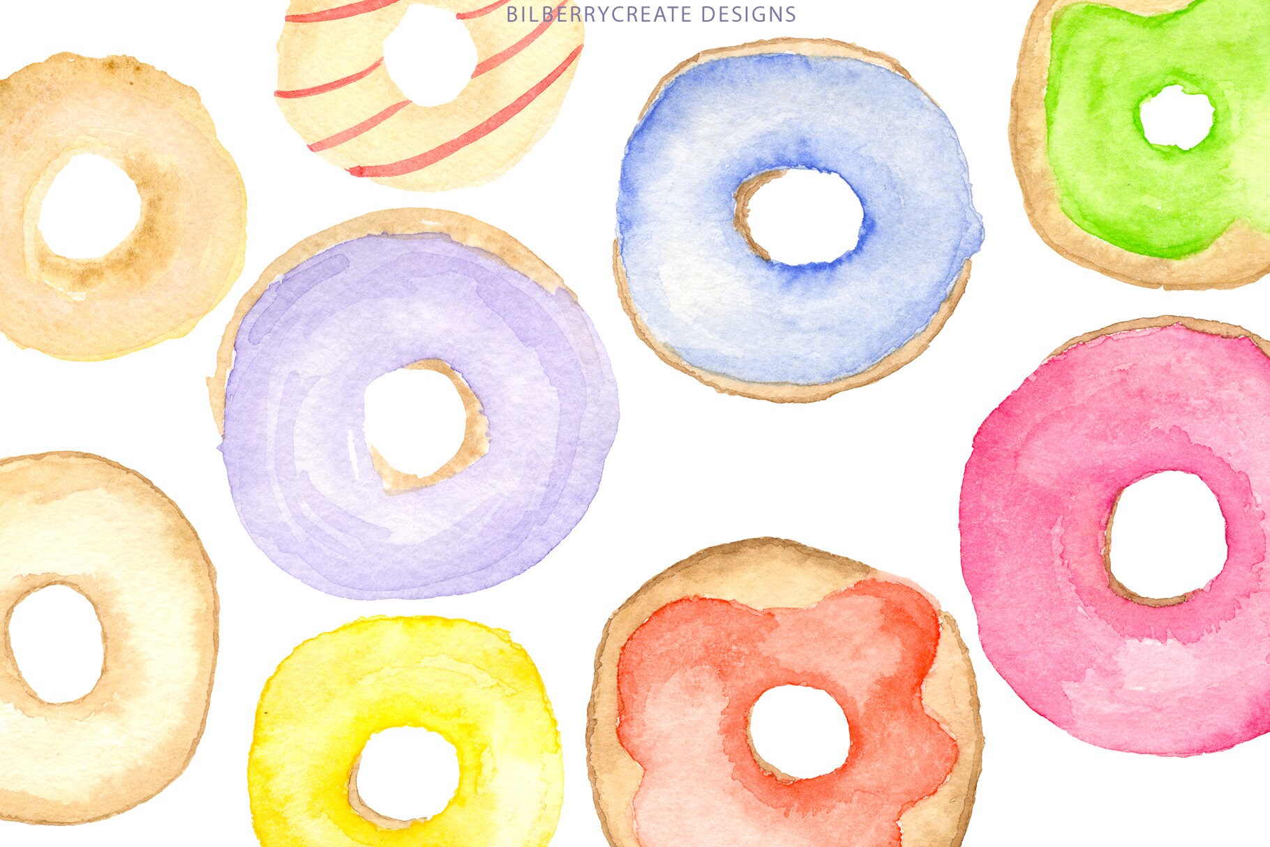 Watercolor Donuts Clipart, Sweet Bakery Food Clipart, Donut Birthday ...