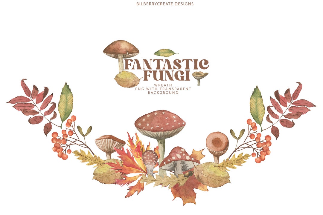 Watercolour Fall FUNGI Wreath, Fall Forest Frame Clipart, Autumn ...