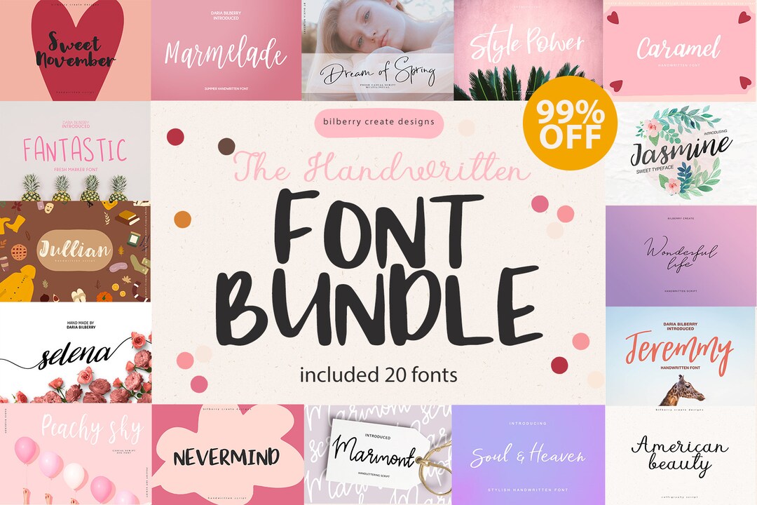 Handwritten Font Bundle Rustic Font Farmhouse Font - Etsy