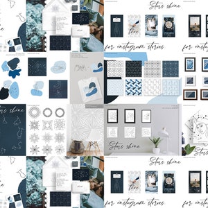 Moon and Stars Bundle-digital Stars Clipart-graphic Bundle celestial ...