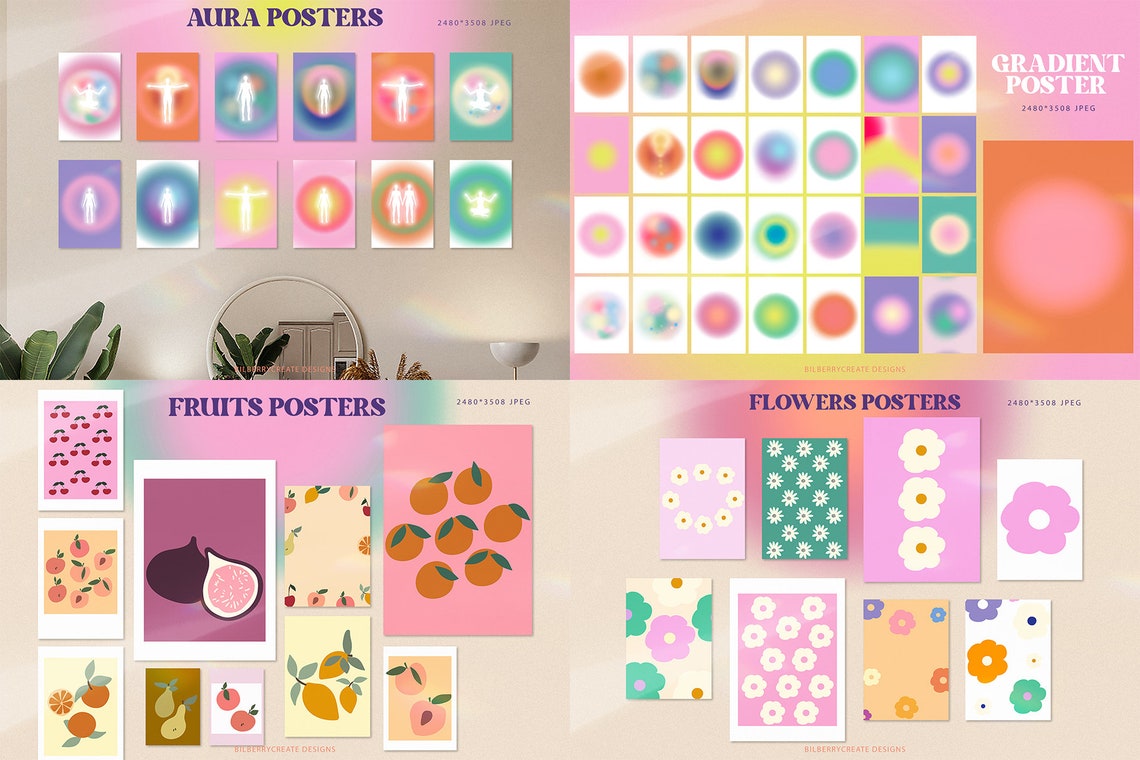 MODERN Poster Bundle, DIGITAL DOWNLOAD, Pastel Danish Decor, Trendy ...