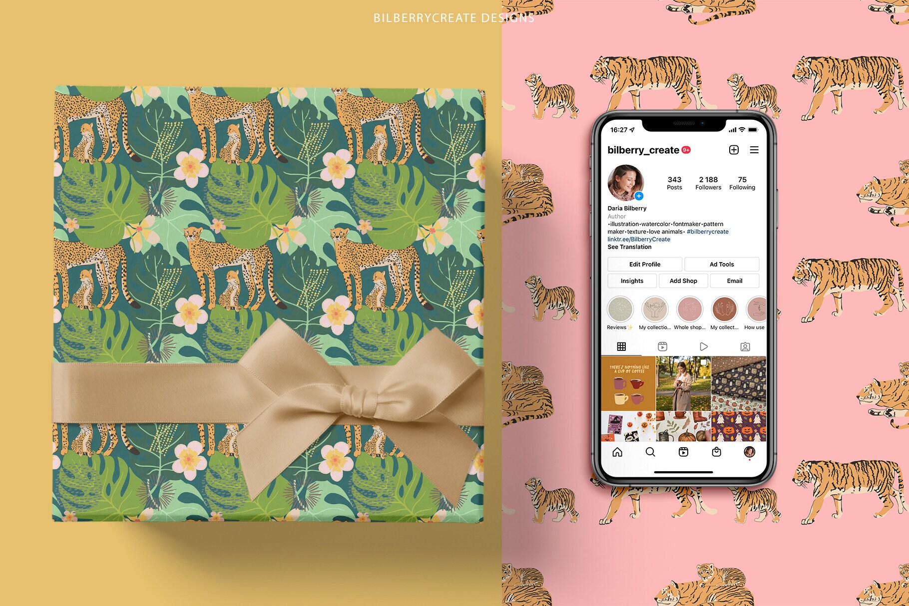 Wild Cats Tropics Digital Paper Set Scrapbook Paper Seamless Patterns ...