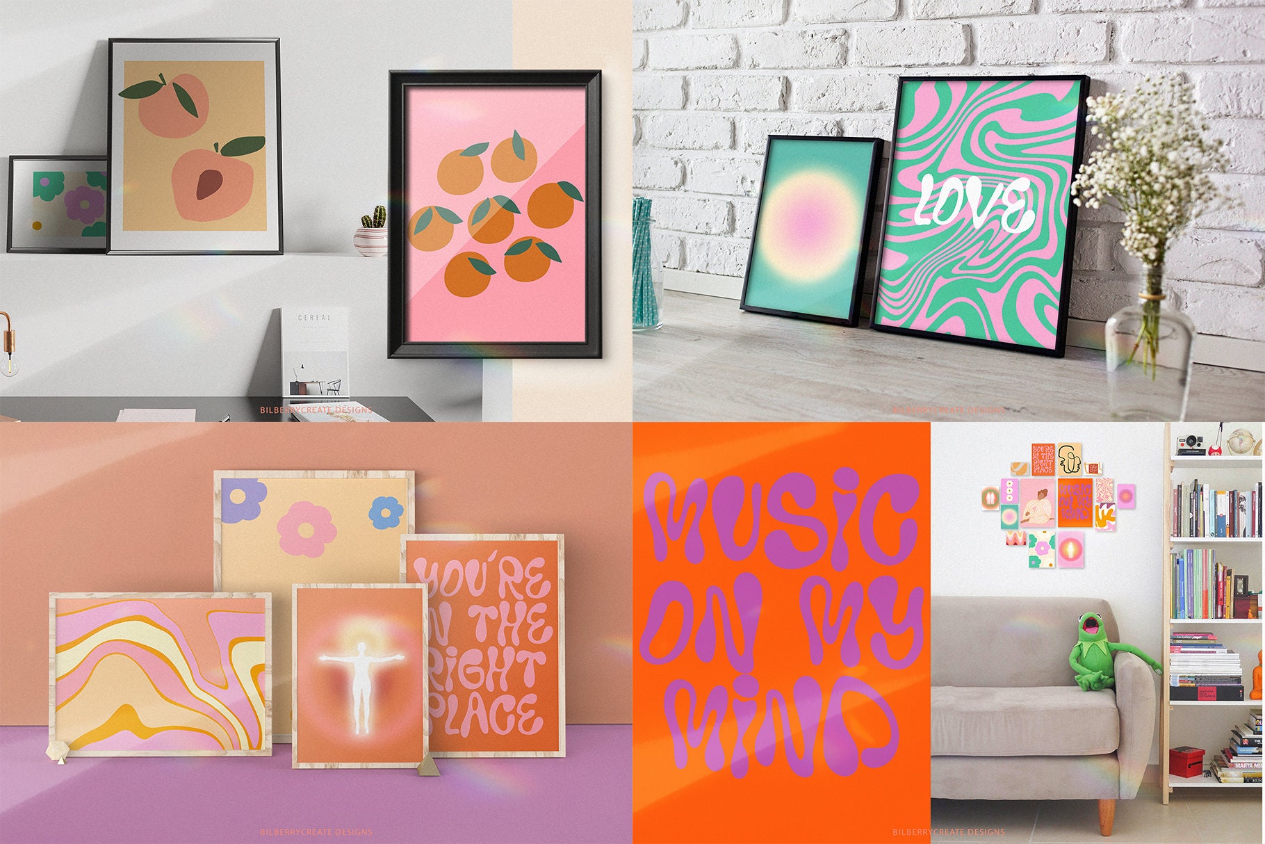 MODERN Poster Bundle, DIGITAL DOWNLOAD, Pastel Danish Decor, Trendy ...