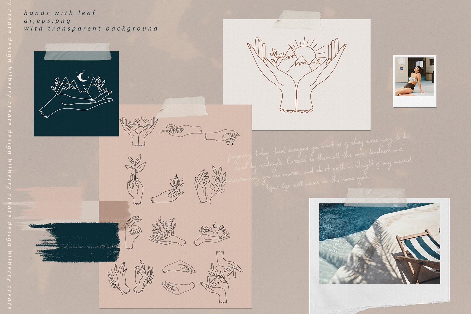 Moon Wave Art Logo Set, Wave SVG, Ocean Clipart, Moon Line Art, Digital ...