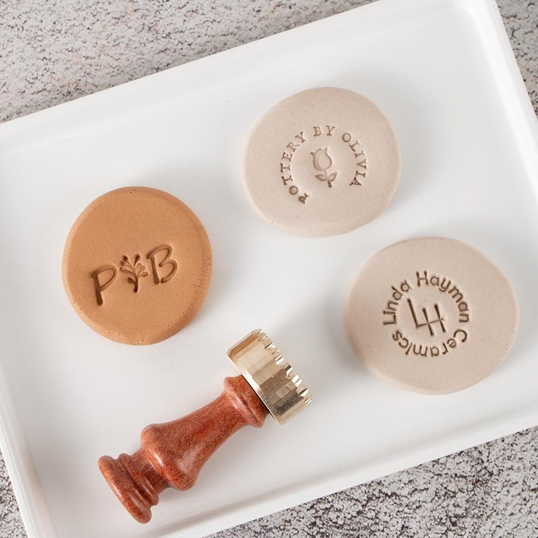 Brass Stamp and Wooden Handle for Personalized Pottery| Personalized ...