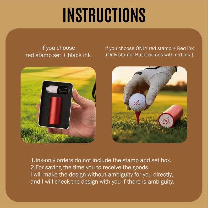 Larger Size Personalized Golf Stamps | Custom 15mm Golf Ball Stamp Set ...