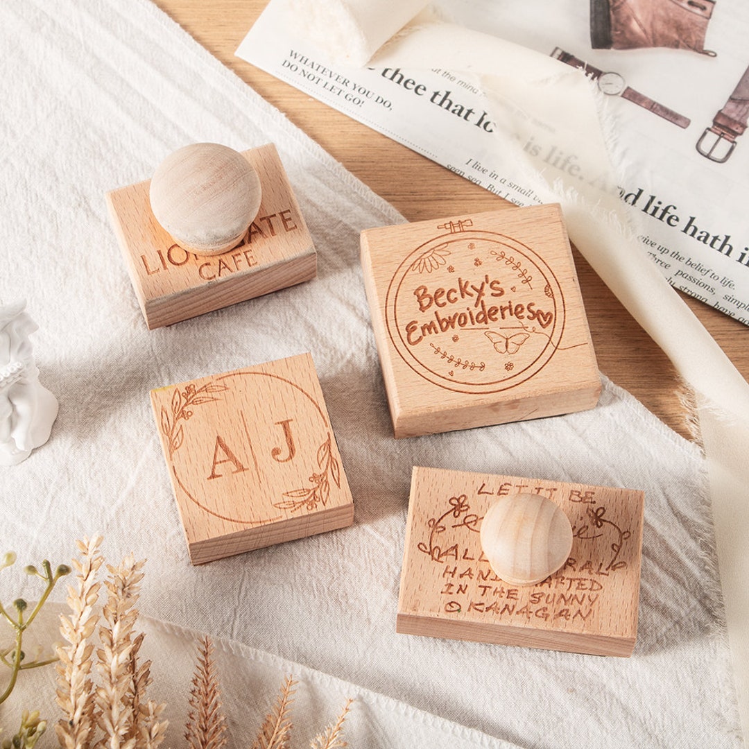Wooden Rubber Stamper, Personalized Logo Stamp, Custom Rubber Stamp ...