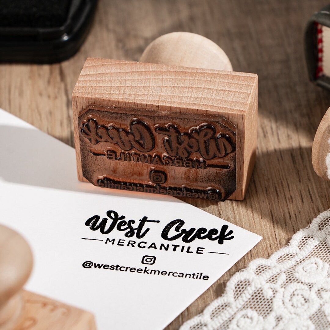 Personalized Business Logo Stamp, Wooden Rubber Stamper, Custom Rubber ...
