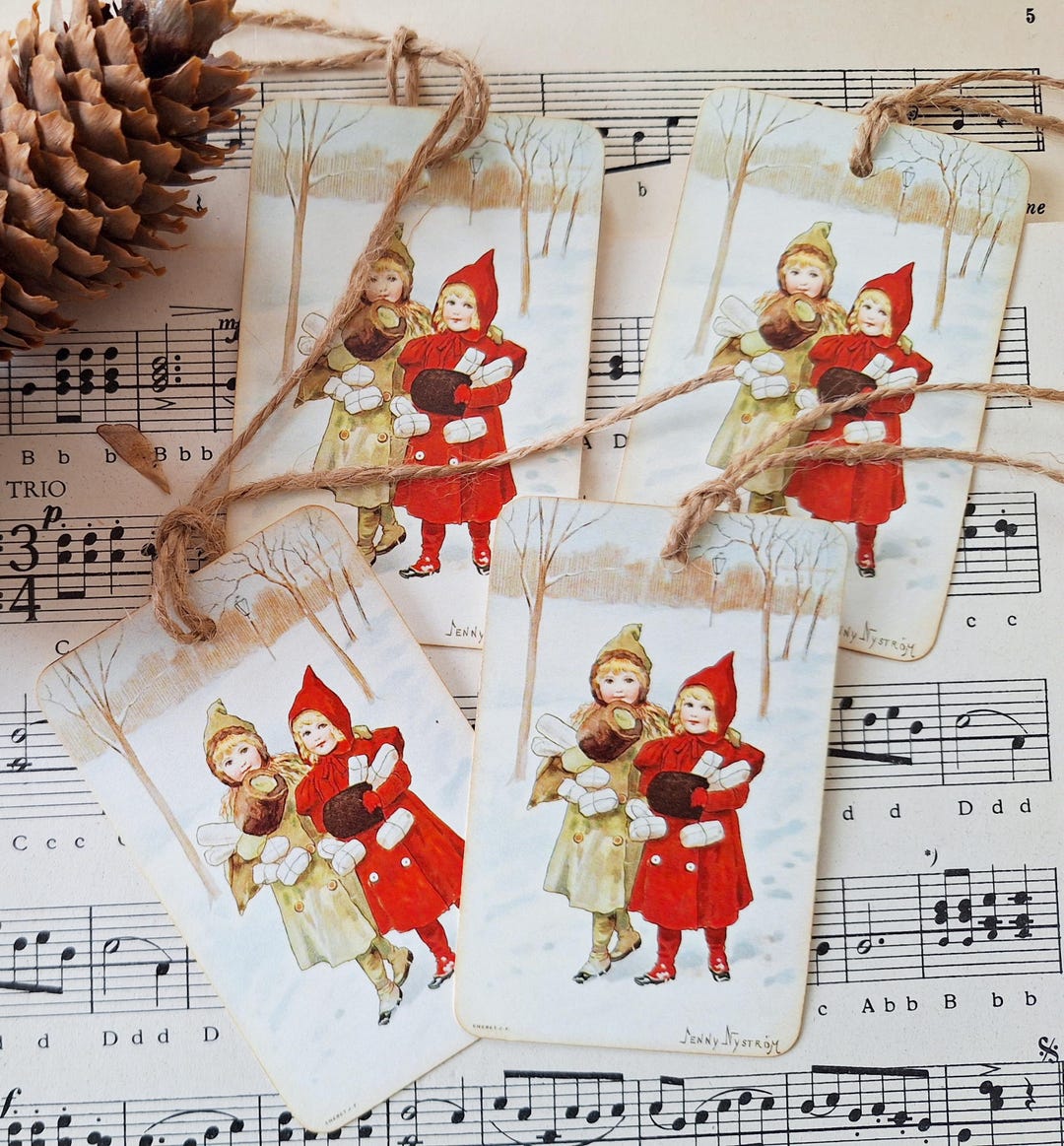 4 Nostalgic Gift Tags, God Jul, Christmas Gift Tags, Scandi Christmas ...