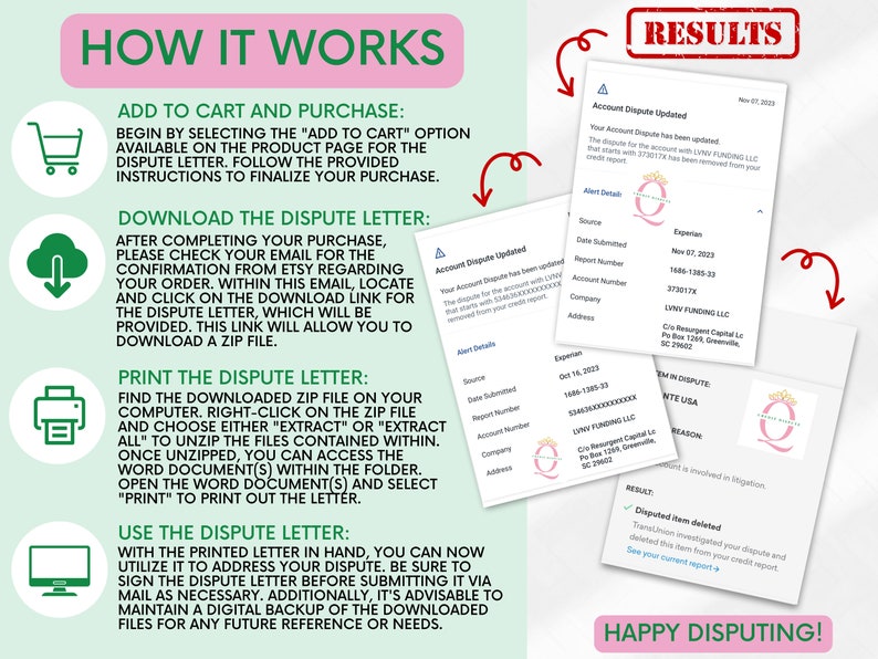 Car Repossession Removal Credit Dispute Letter Template (word & PDF) - Etsy