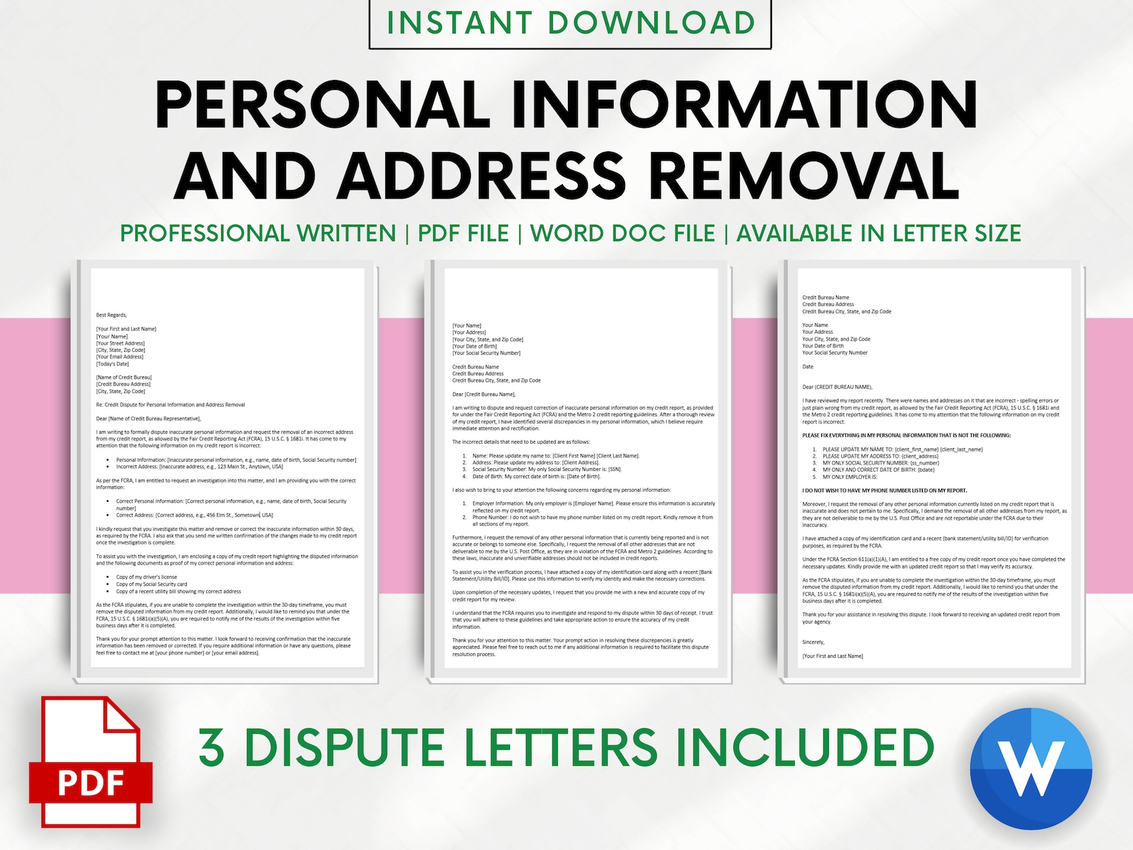 DIY Credit Repair Letter Template: Personal Info & Address Removal ...