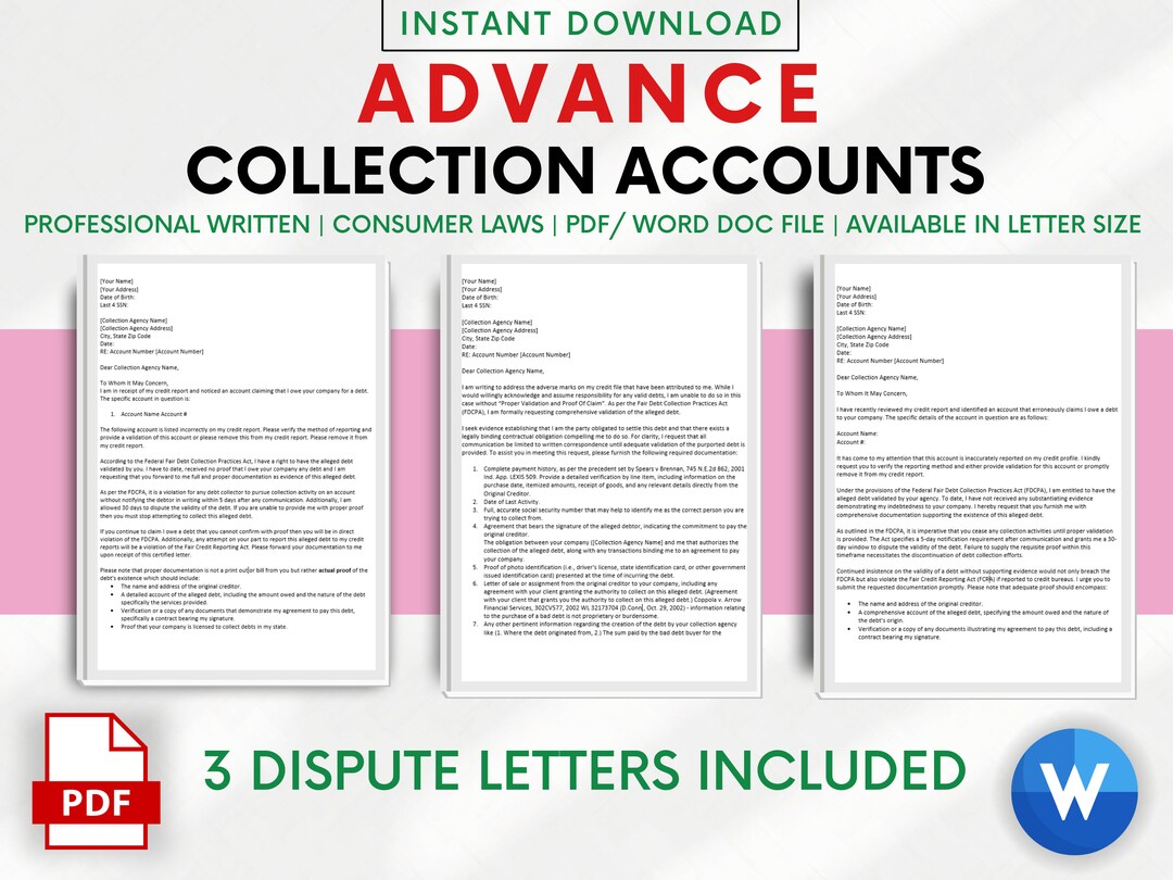 Advance Collection Account Dispute Letter Template: DIY Credit Repair ...