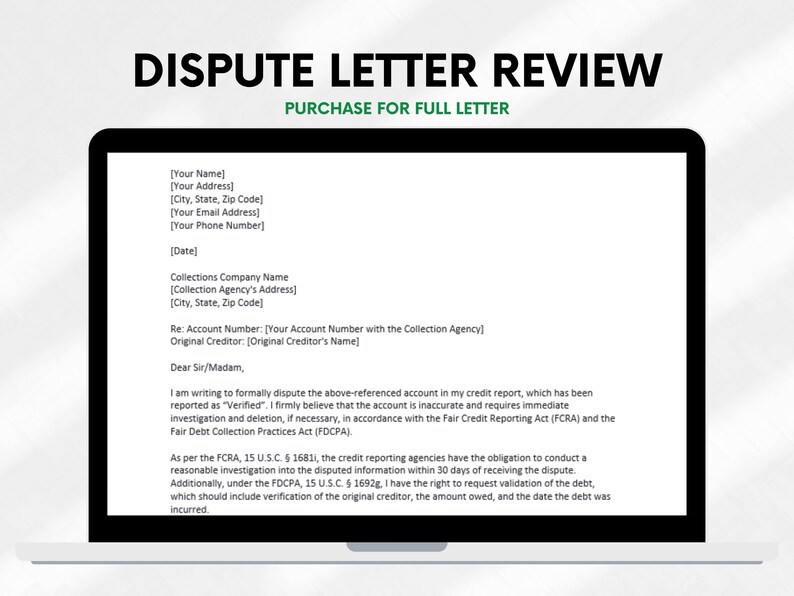 DIY Verified Collection Account Dispute Letters (PDF & Word) - Etsy