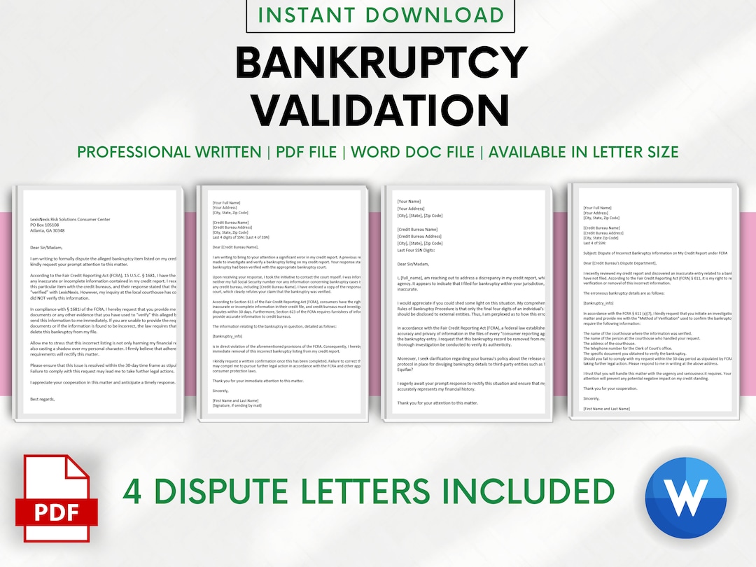 Bankruptcy Credit Dispute Letter Template: DIY Credit Repair (PDF ...