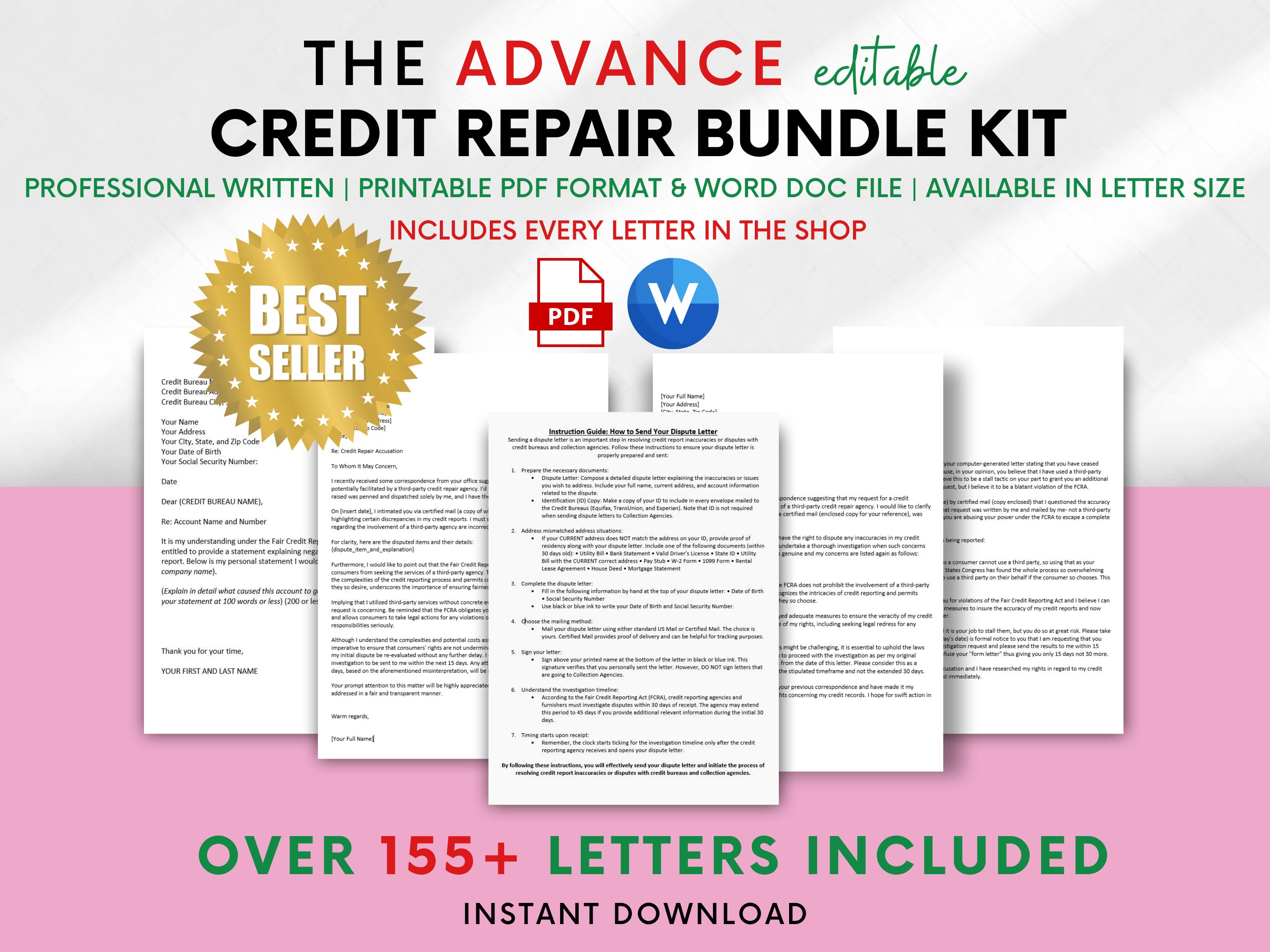 Advance Credit Repair Template Bundle: Dispute Letters, Budgeting Tools ...