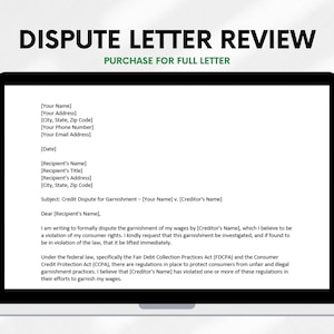 Judgement (settlement & Garnishment) Credit Dispute Letter Template ...
