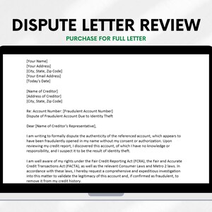 Identity Theft Fraud Victim Credit Dispute Letter Template - Etsy