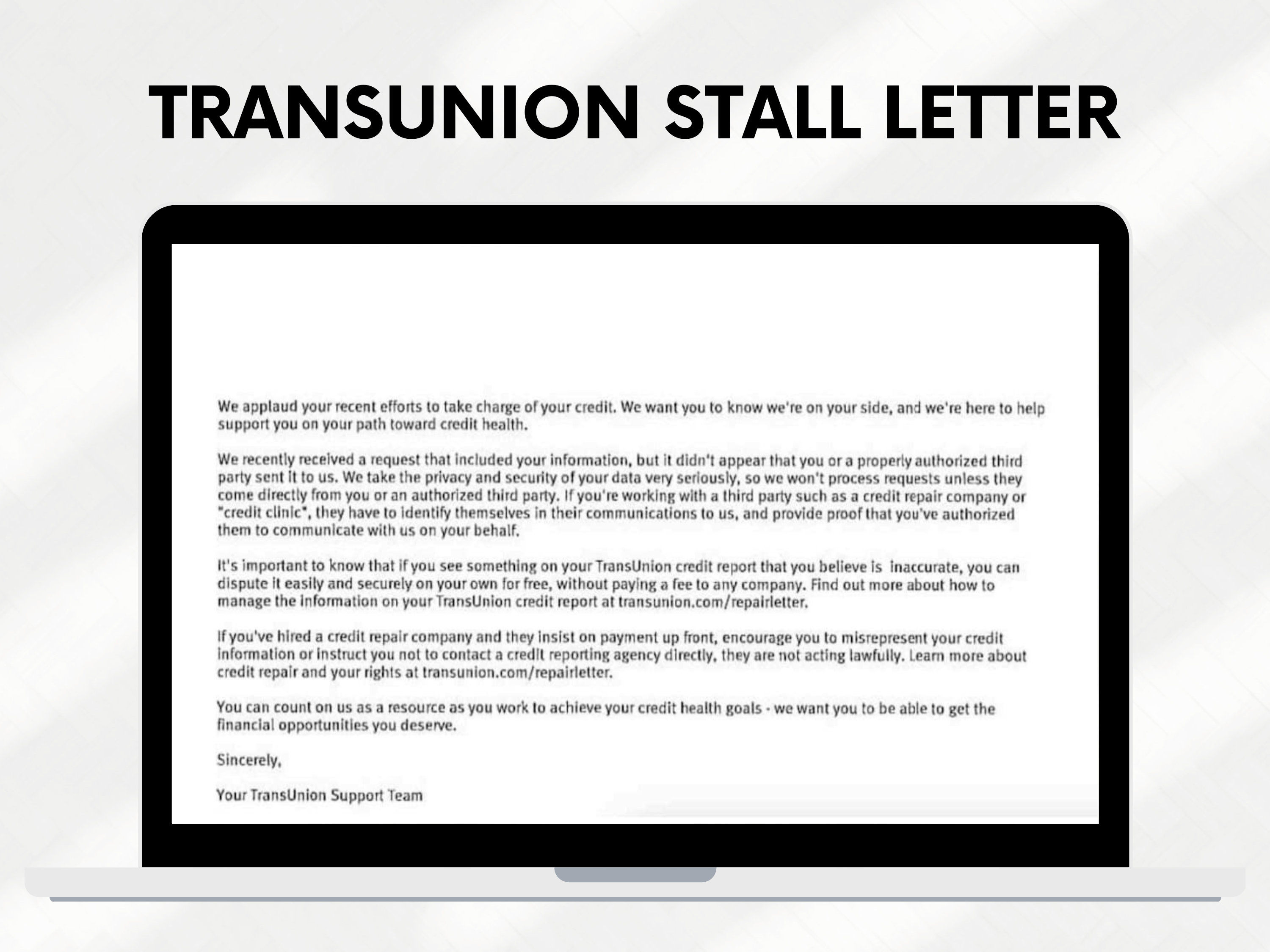 Stall Tactic Response Credit Dispute Letters Template Credit Bureau DIY ...