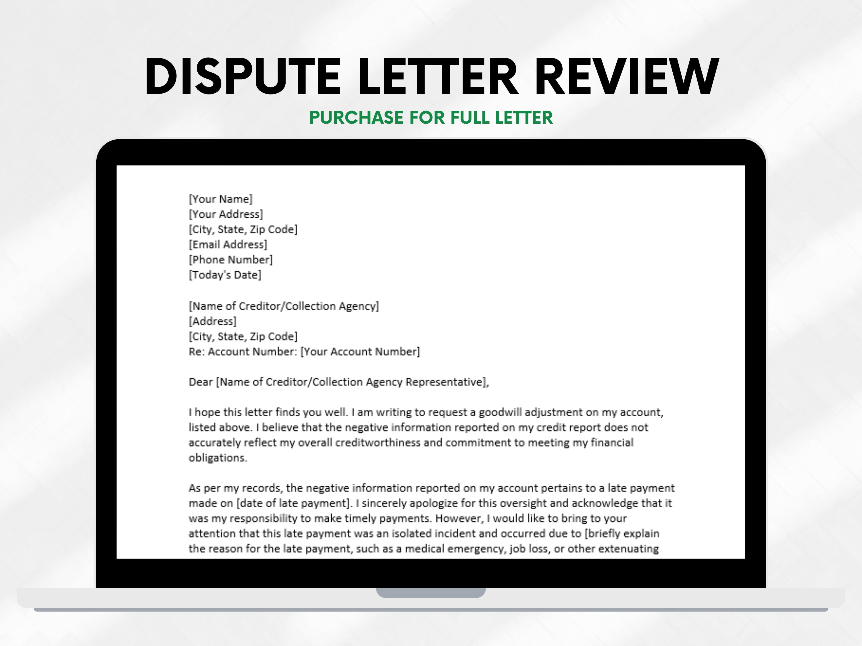 DIY Goodwill Letter Template: Credit Dispute, Late Payment Removal (PDF ...