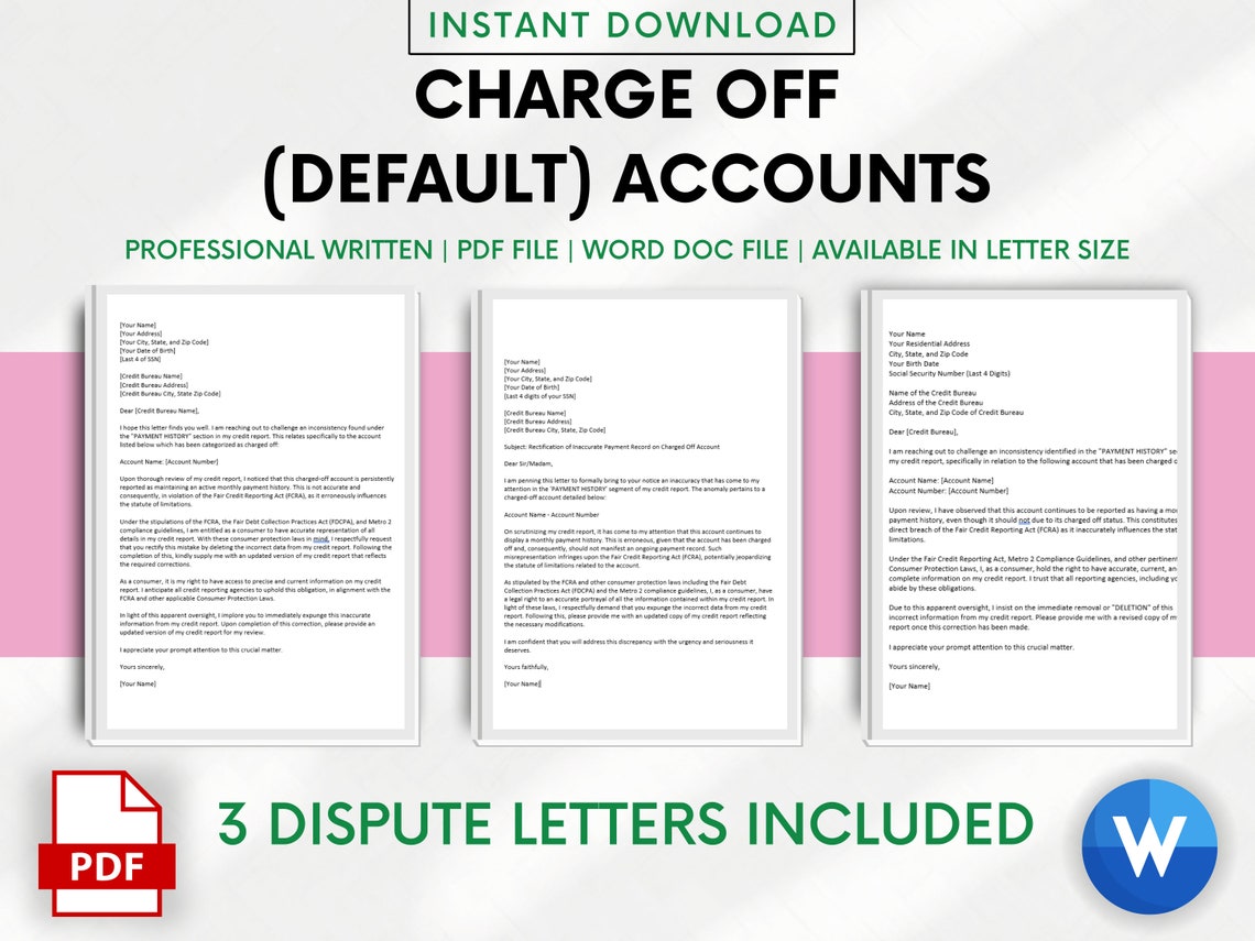 Charge off Account Dispute Letter Template: DIY Credit Repair (PDF ...