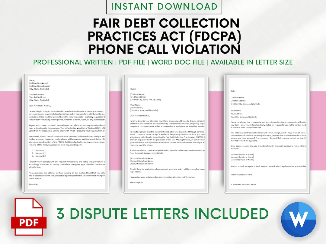 Fair Debt Collection Practices Act (FDCPA) Violation Credit Dispute ...