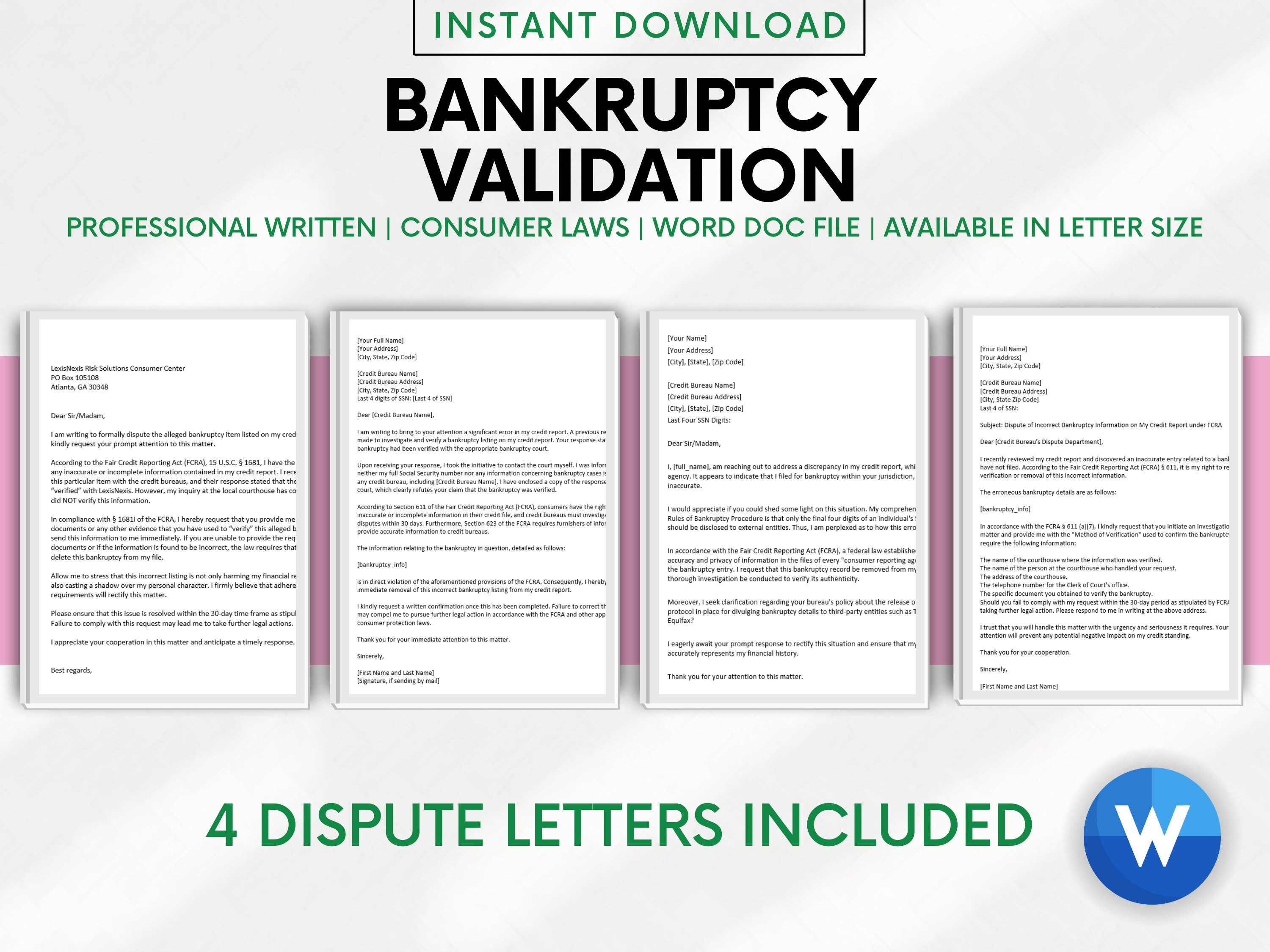 Bankruptcy Credit Dispute Letter Template, DIY Credit Repair Letters ...