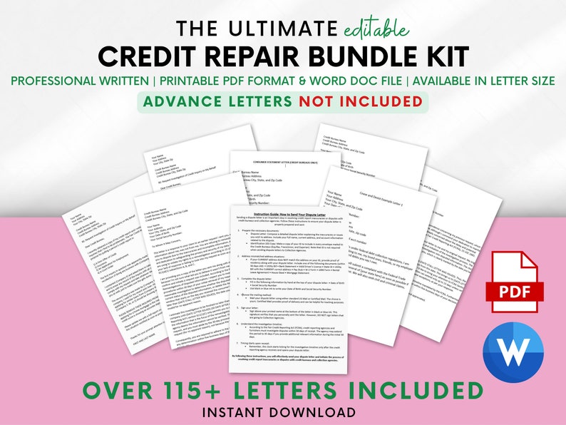 Credit Dispute Letter Template Bundle: DIY Credit Repair (PDF & Word ...