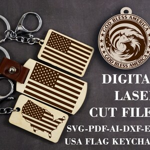 USA Flag Keychain SVG American Flag Key Chain Svg Digital - Etsy