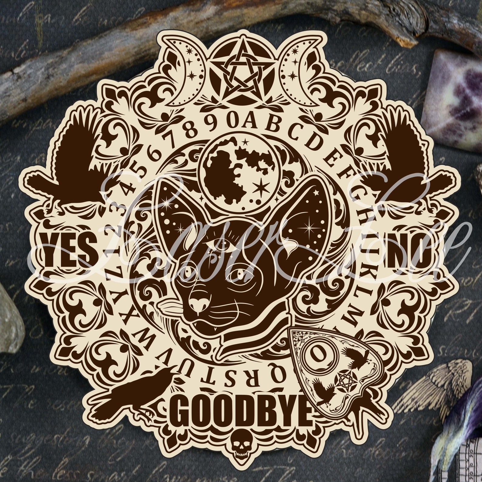 Sphynx Cat Spirit Board SVG Gothic Ouija Board With Planchette SVG PNG ...