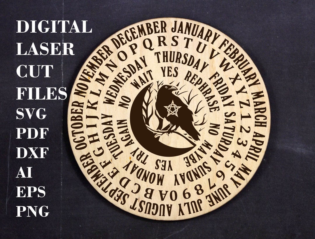 Raven and Moon Pendulum Board Svg Pentagram Yes No Board Png - Etsy