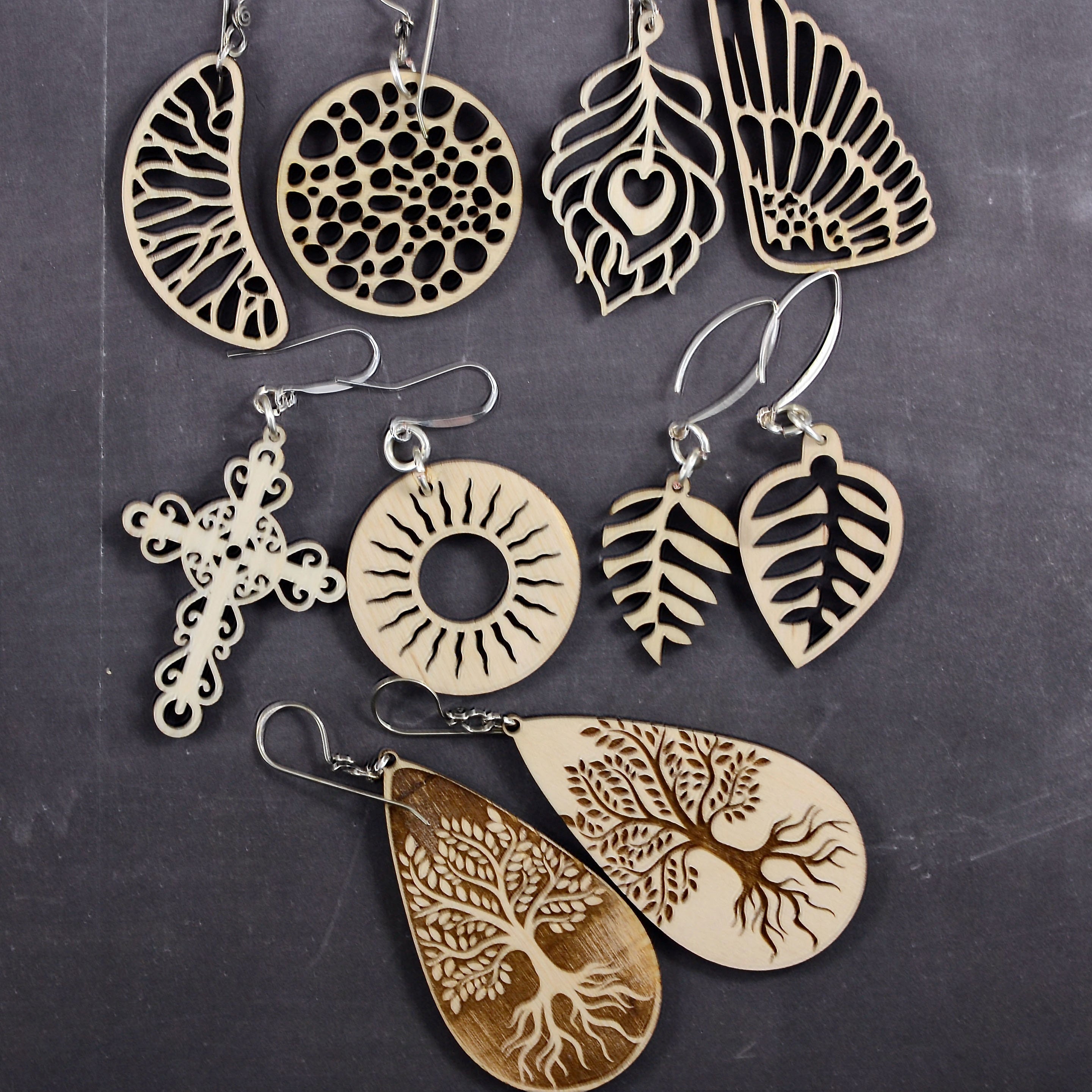 Wood Earrings SVG Set of 12 Earrings Template Boho Earrings - Etsy