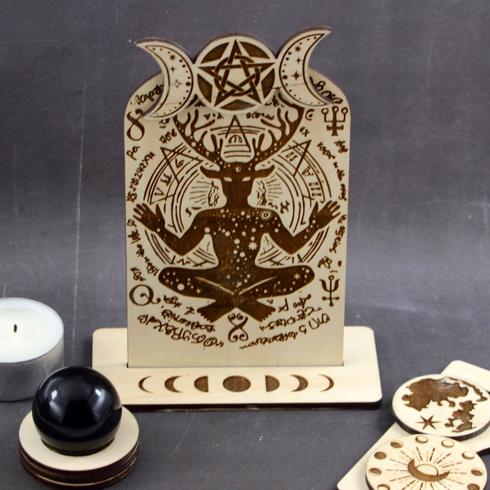 Horned God Altar SVG Cernunnos Altar With Candle Holder and - Etsy