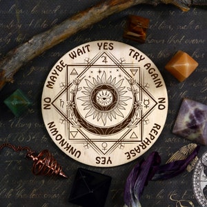Witchcraft Pendulum Board SVG , Sun Moon Pendulum Board Laser File, Four Elements Decor Svg ...