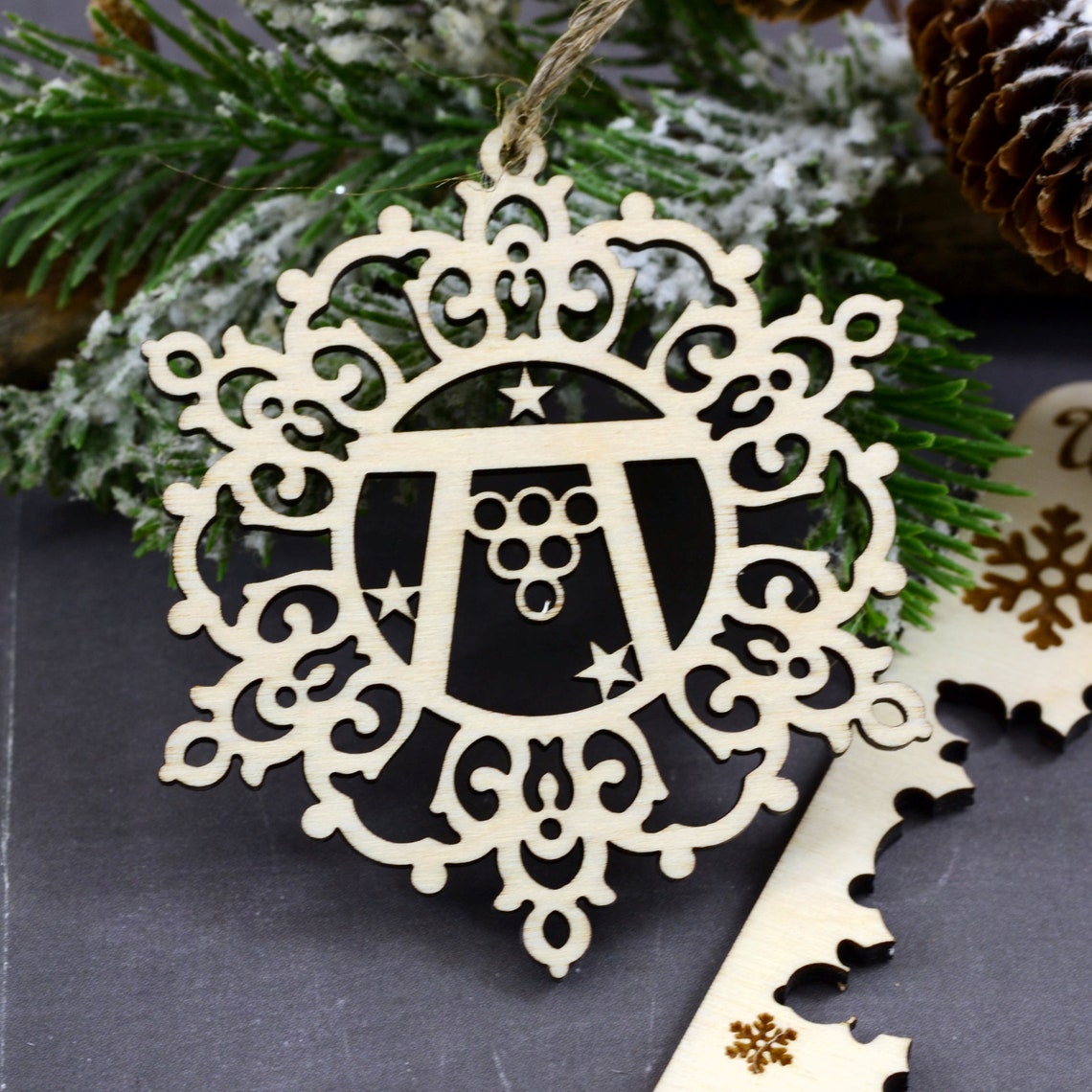 Wooden Yule Greeting Card SVG Yule Tree Ornament Set of 5 Svg - Etsy