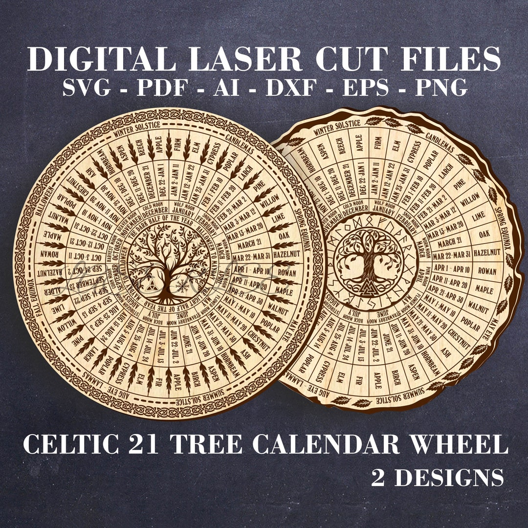 Celtic 21 Tree Calendar Wheel SVG Druid Tree Astrology SVG Celtic Tree ...
