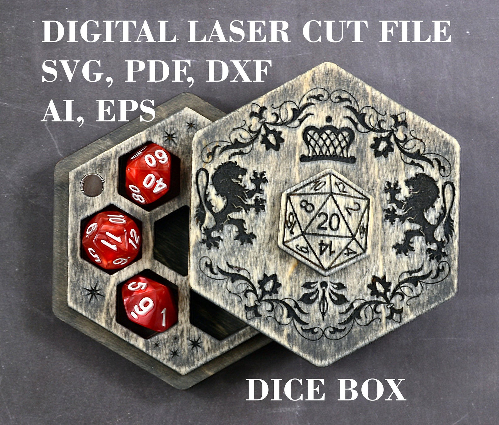 RPG Dice Box SVG Wooden Box for 7 Dice Svg Digital Laser Cut | Etsy UK