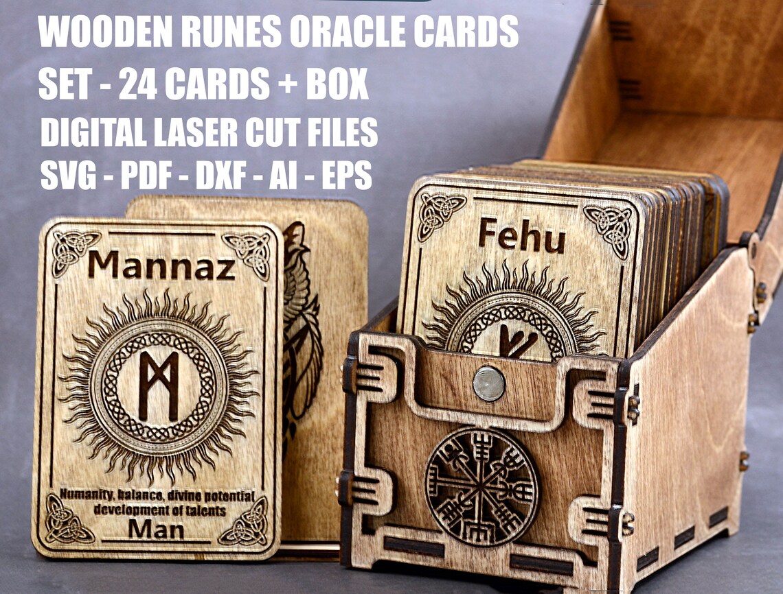Elder Futhark Runes Oracle Cards SVG Set of 24 Pcs With Box - Etsy